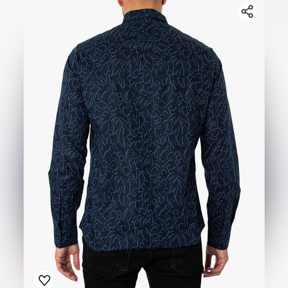 Armani Collezioni | Shirts | Armani Exchange Random Logo Slim Shirt ...